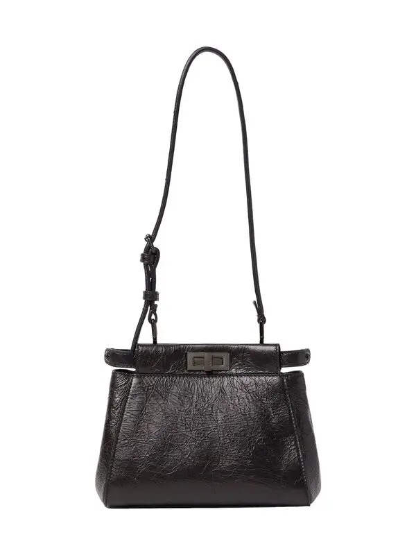 Fendi My Peekaboo Xs Crackled Black Leather Bag - [black]